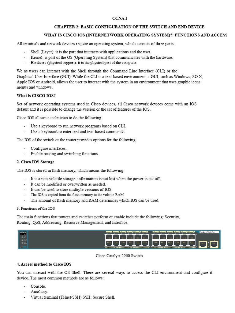 CCNA 1 Chapter 2 Basic Configuration of The Switch and End Device | PDF ...