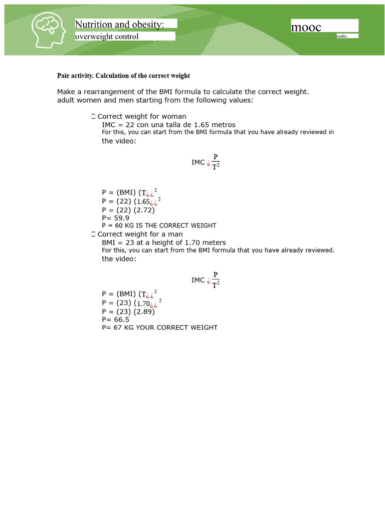 Calculation of Correct Weight | PDF