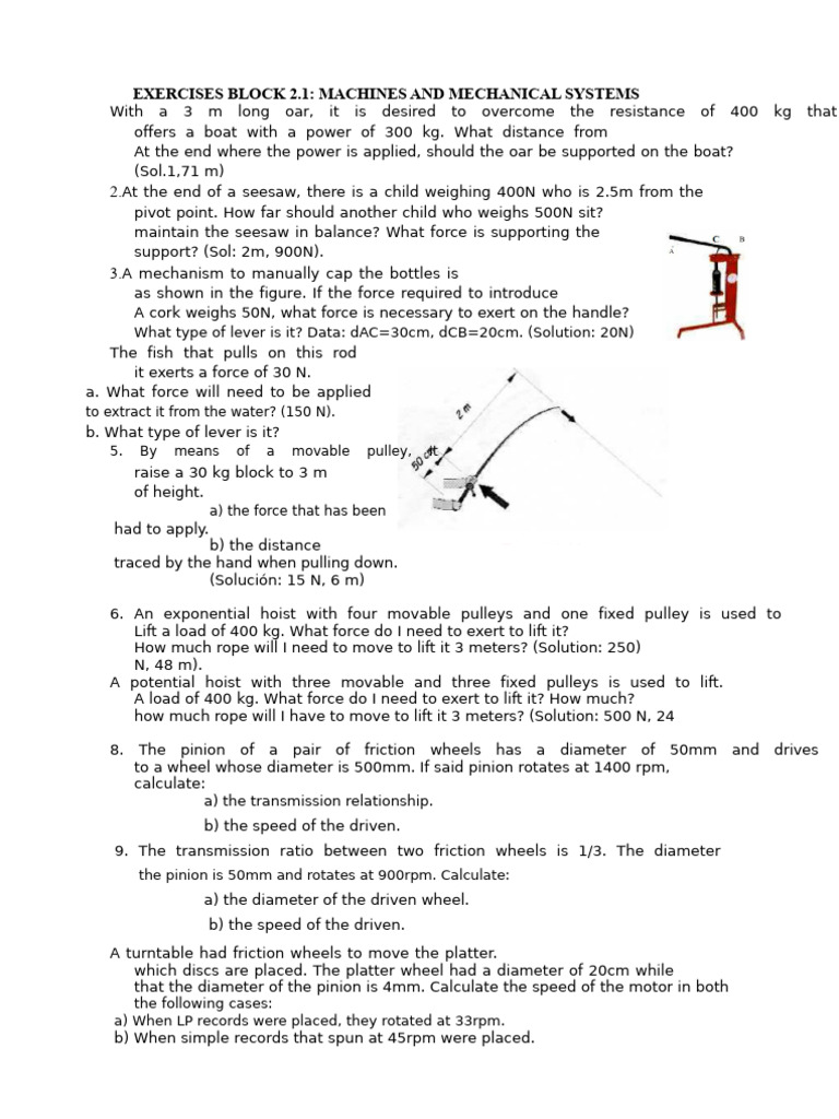 Mechanical Systems Exercises | PDF | Gear | Belt (Mechanical)