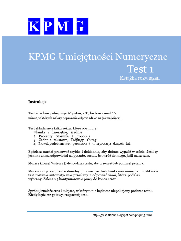KPMG Test Numerczny 3 Rozwiązanie | PDF