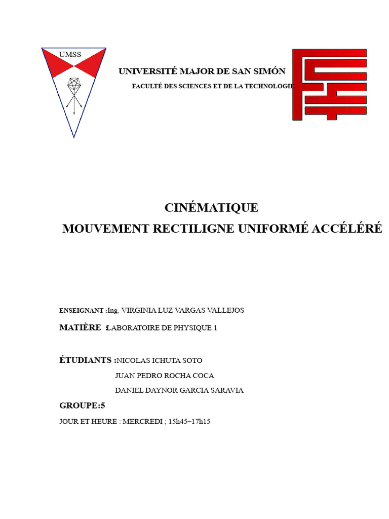 Mouvement Rectiligne Uniformément Varié | PDF | Accélération | Vitesse
