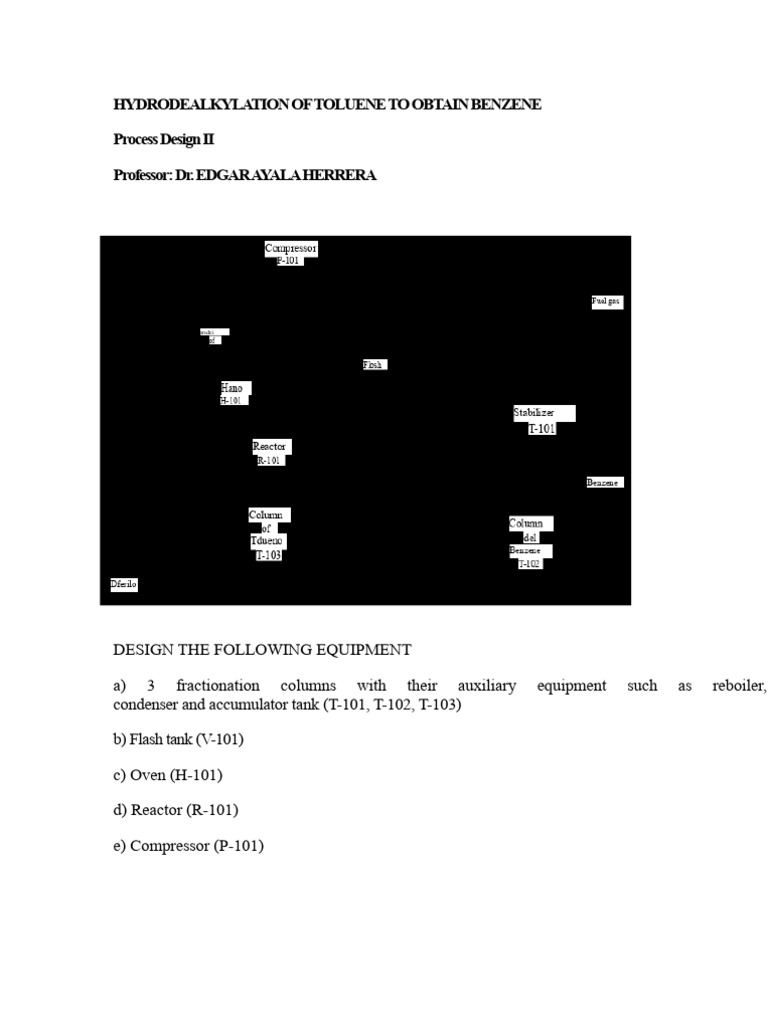 Hydrodealkylation of Toluene To Obtain Benzene | PDF | Chemical Reactor ...