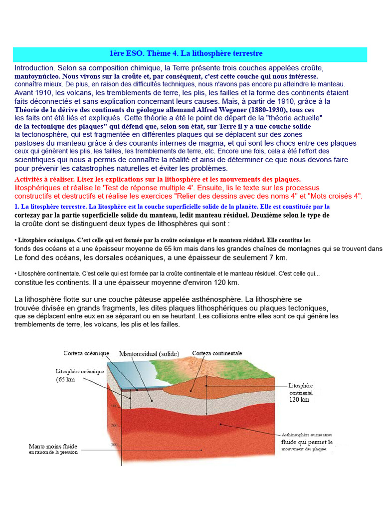 La lithosphère terrestre expliquée | PDF | Tectonique des plaques ...