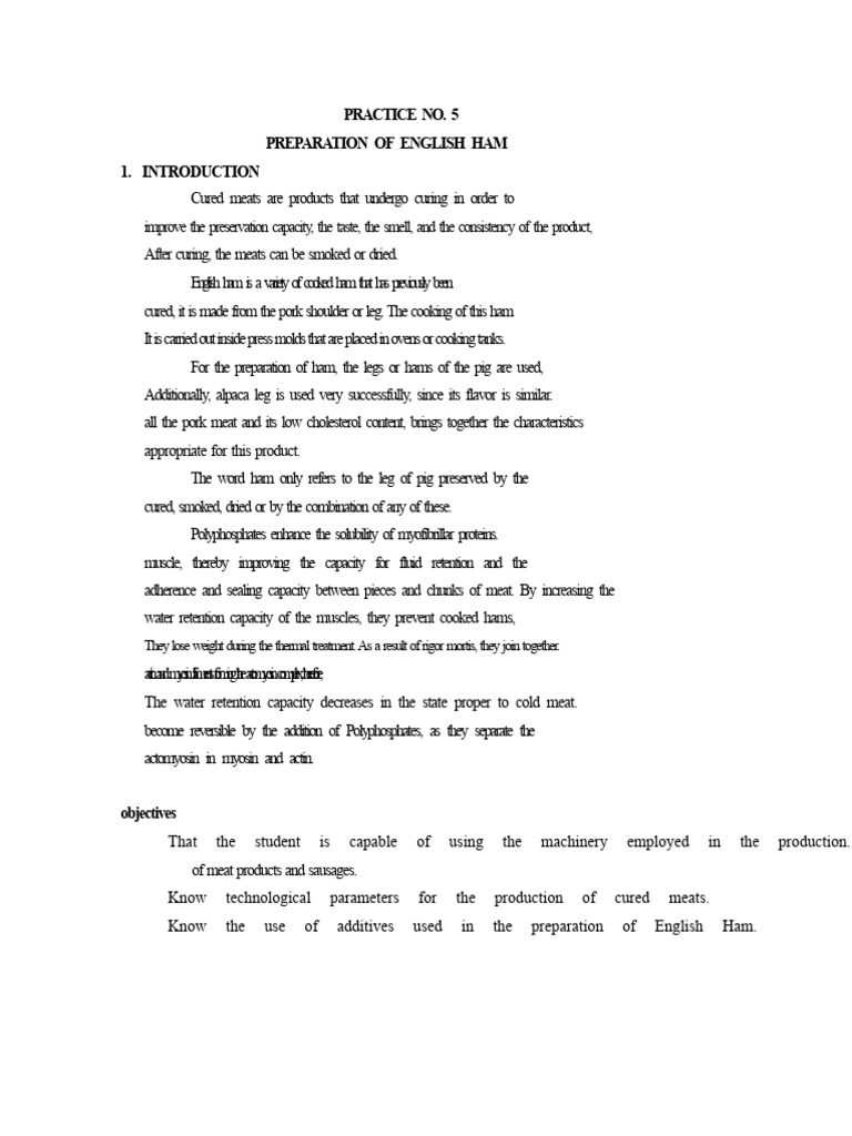 Preparation of English Ham | PDF | Ham | Curing (Food Preservation)