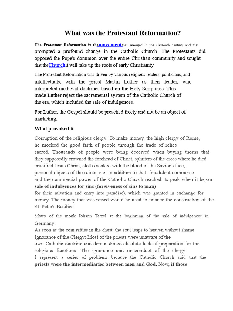 What Was The Protestant Reformation | PDF | Indulgence | Protestantism