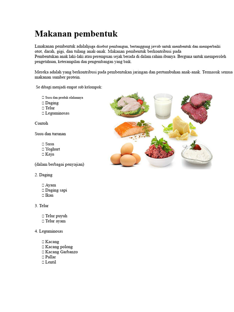 Makanan Pembentuk | PDF