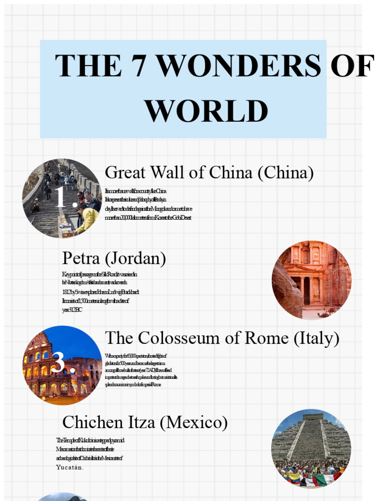 7 Wonders of the World Explained | PDF | Archaeology Of Structures ...