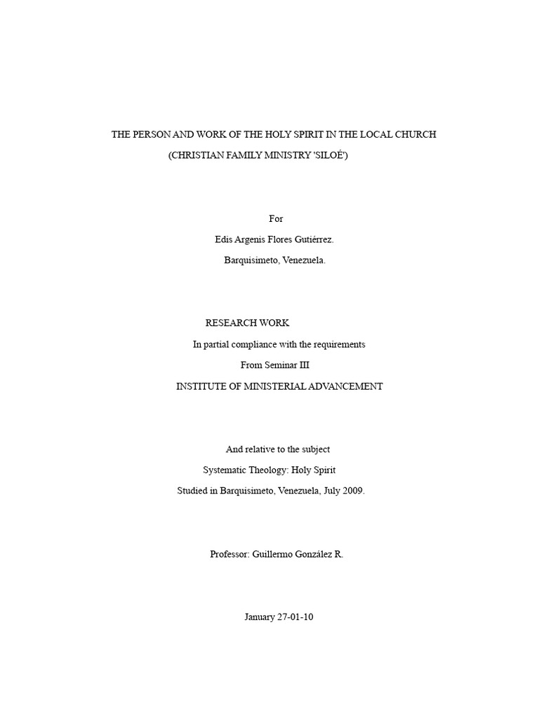 The Person and Work of The Holy Spirit in The Local Church - Docx1 ...