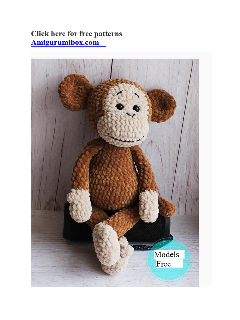 Free Crochet Pattern: Mimi the Monkey | PDF | Yarn | Crochet