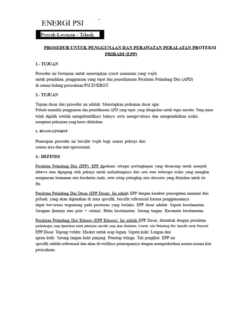 Prosedur Untuk Penggunaan Dan Pemeliharaan Apd | PDF