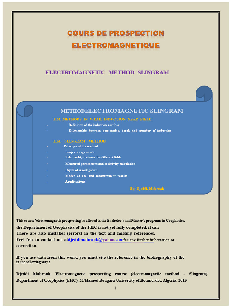 Electromagnetic Slingram Method Overview | PDF | Electromagnetic ...