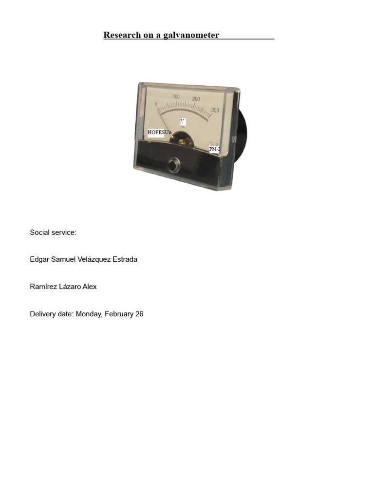 The Galvanometer | PDF | Voltage | Electromagnetism