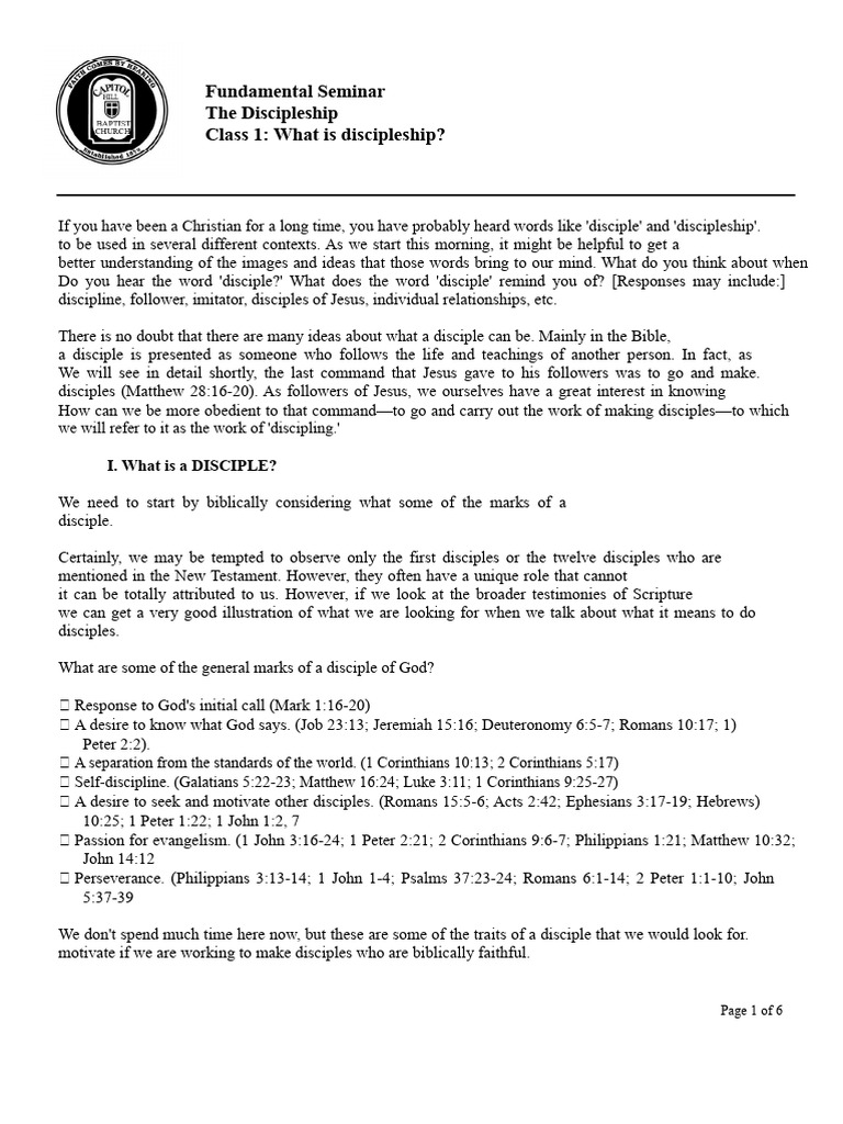 1 Discipleship Brochure Class 1 | PDF | Disciple (Christianity) | Jesus