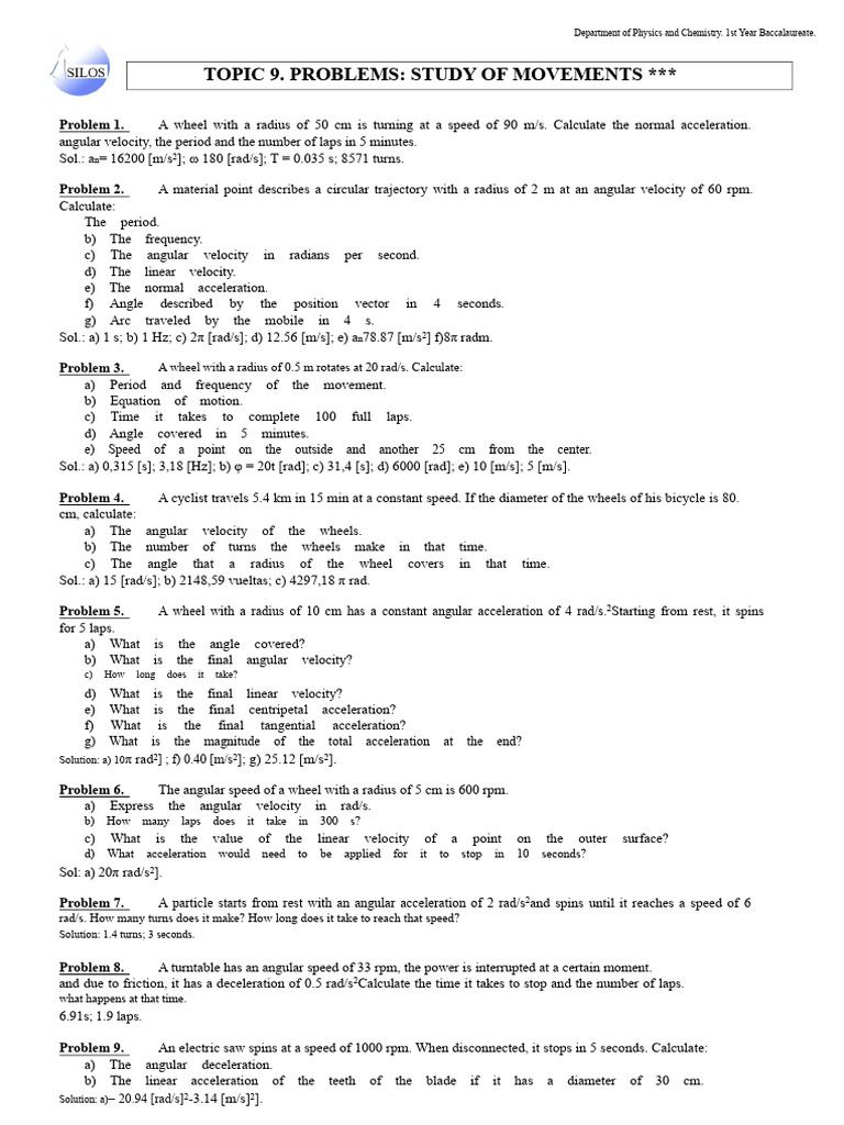 Circular Motion Problems and Solutions | PDF | Acceleration | Kinematics