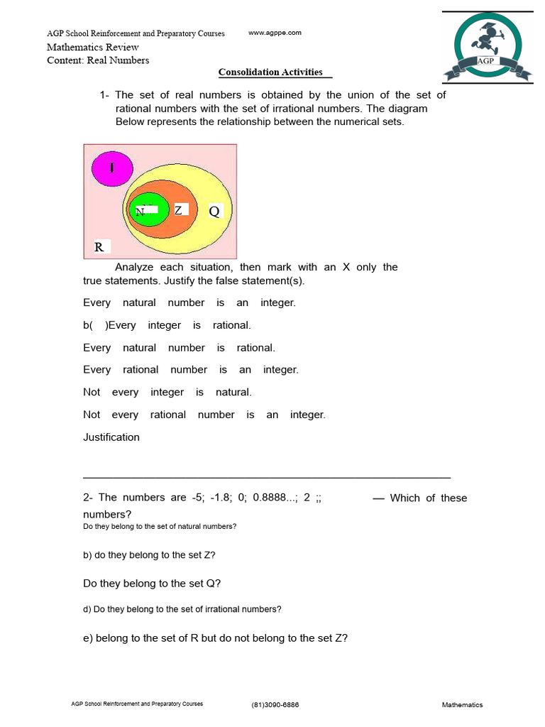 AGP - Mathematics - Real Numbers | PDF | Numbers | Rational Number