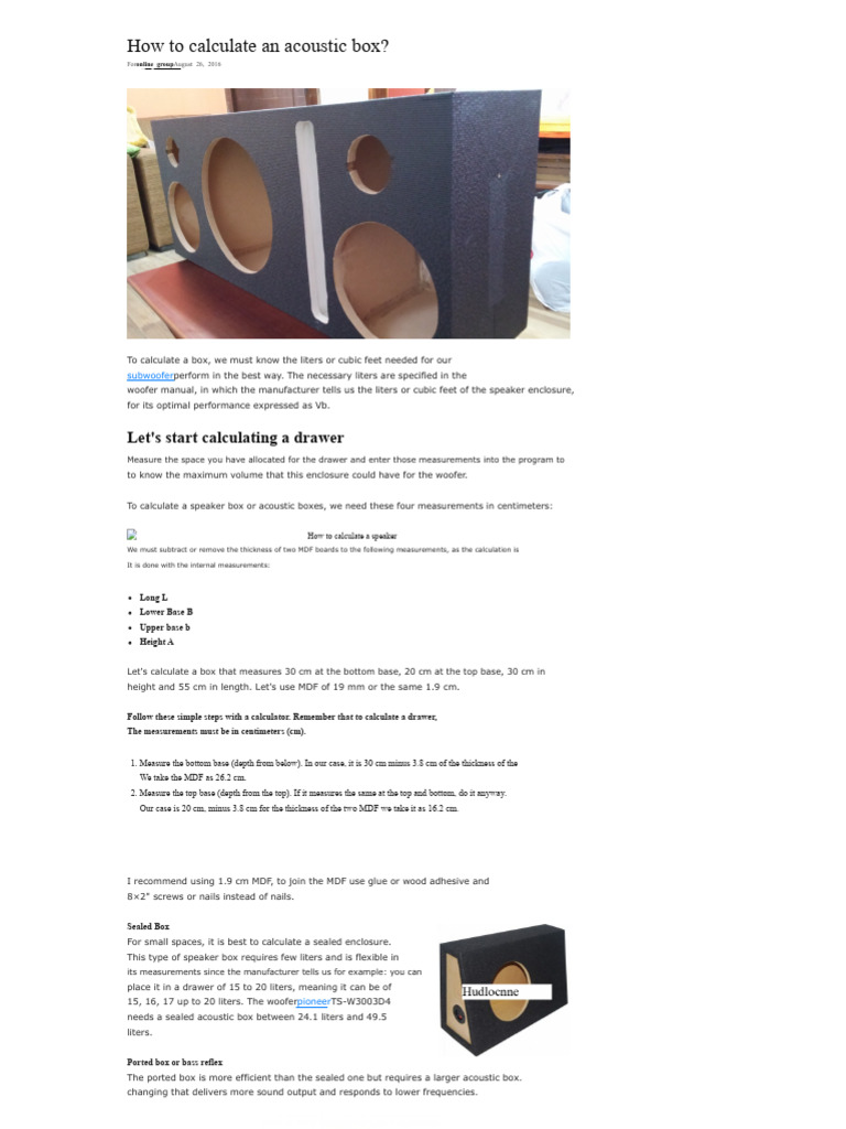Acoustic Box Calculation Guide | PDF