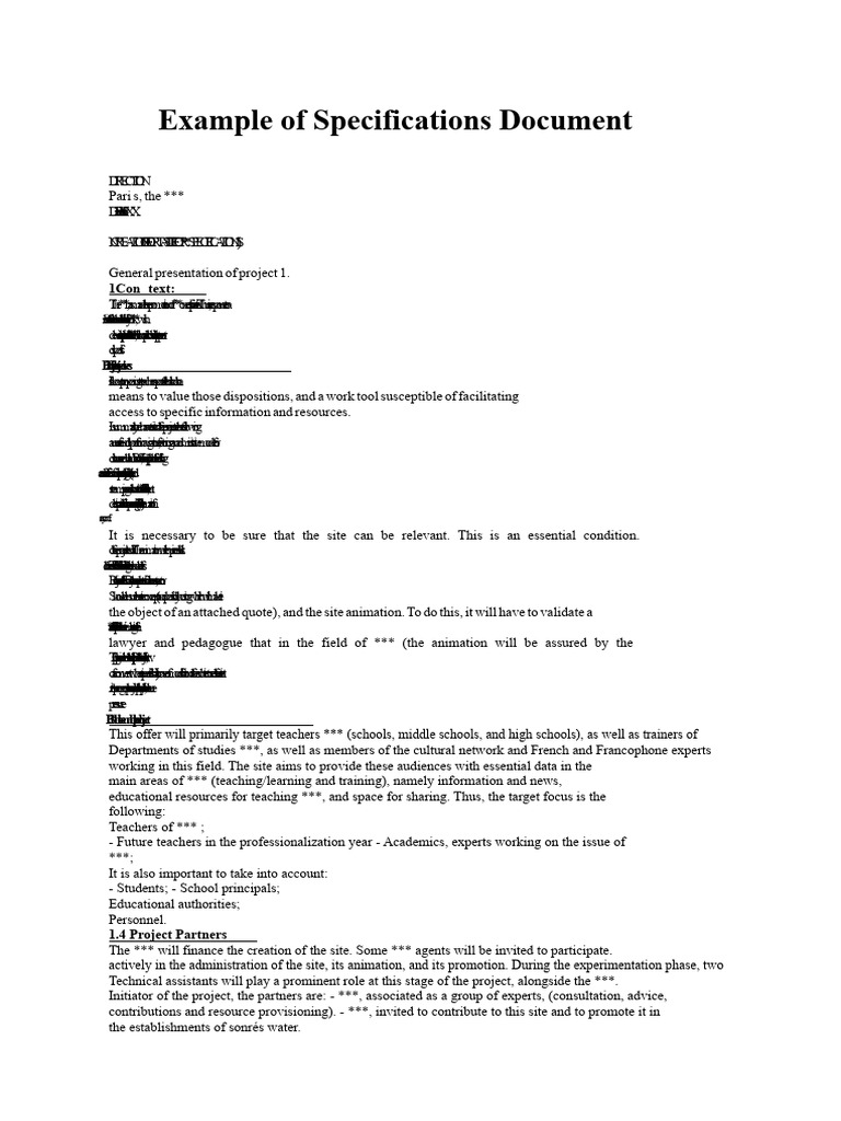 Example of Specifications Document | PDF | Specification (Technical ...