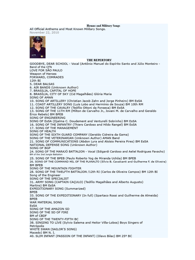 Anthems and Military Songs | PDF | Brazil