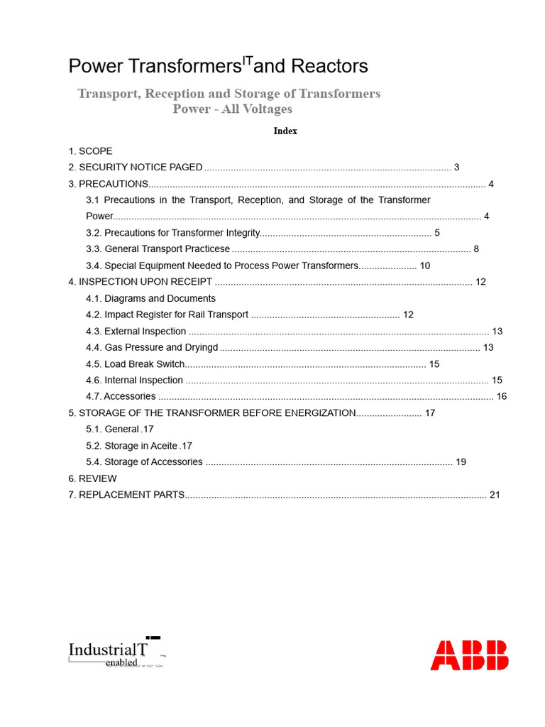 Transformer Transport and Storage Guide | PDF | Transformer | Insulator ...