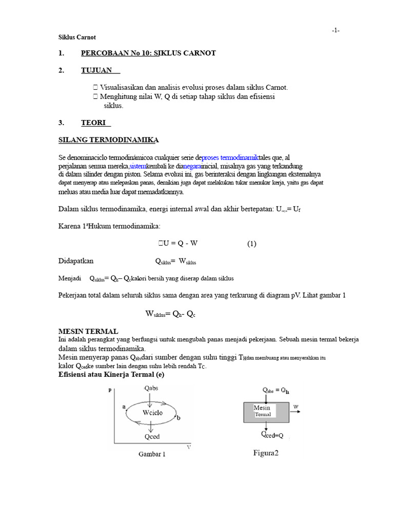 Analisis Siklus Carnot dan Efisiensinya | PDF
