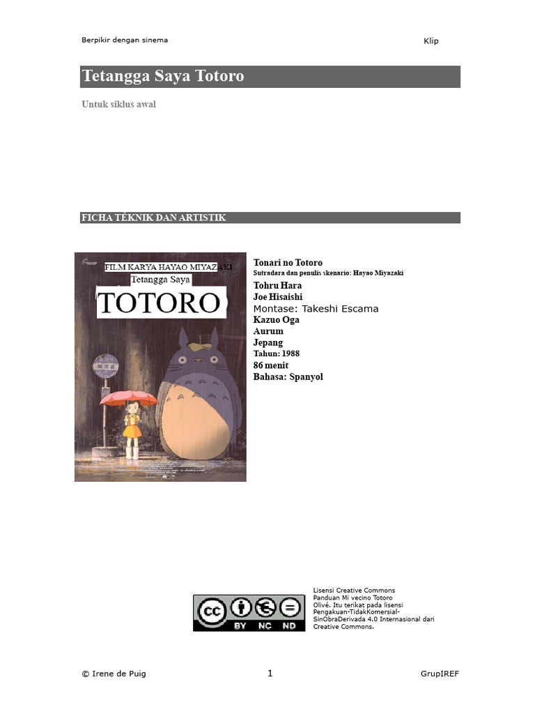 Tetangga Saya Totoro | PDF