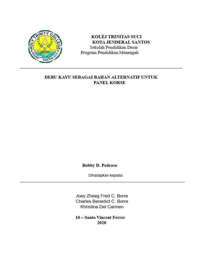Debu Kayu Sebagai Bahan Alternatif Untuk Panel Korse: Sekolah ...