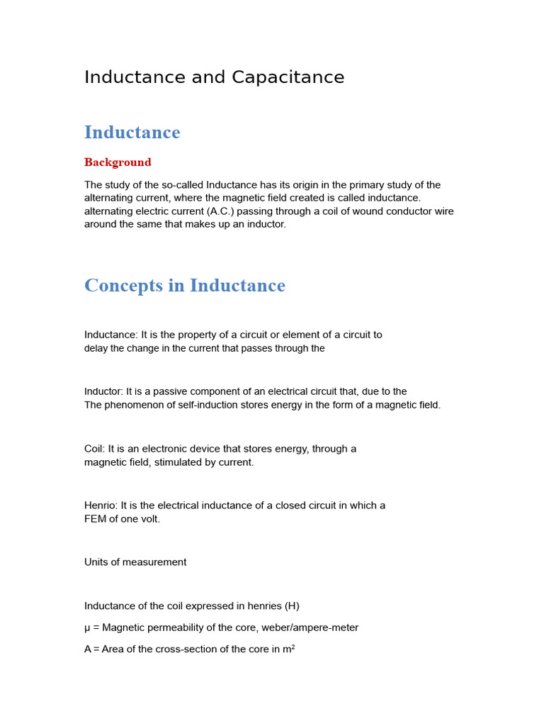 Inductance and Capacitance | PDF | Inductance | Inductor
