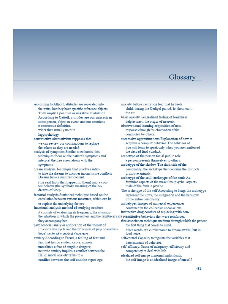 Glossary of Personality Theories | PDF | Psychology | Attitude (Psychology)
