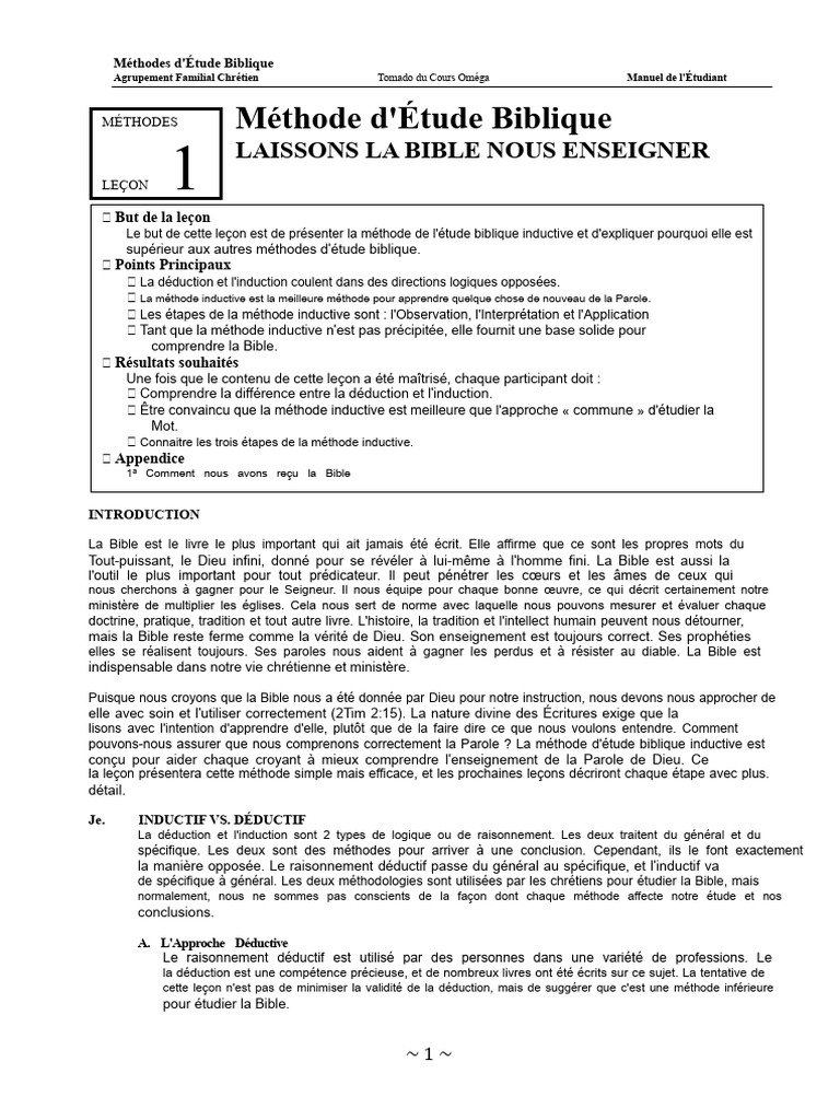 Méthode d'Étude Biblique Inductive | PDF | Bible | Dieu