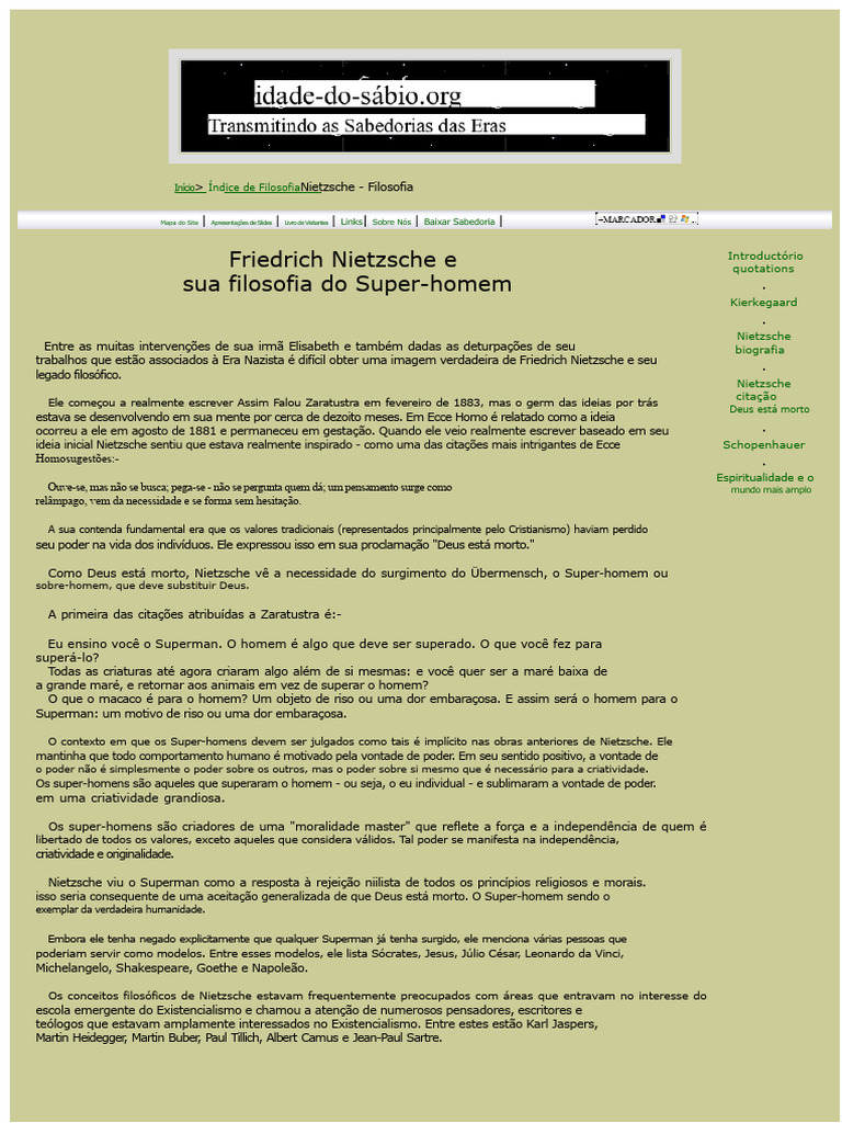 Filosofia de Nietzsche e o Super-homem | PDF | Friedrich Nietzsche ...