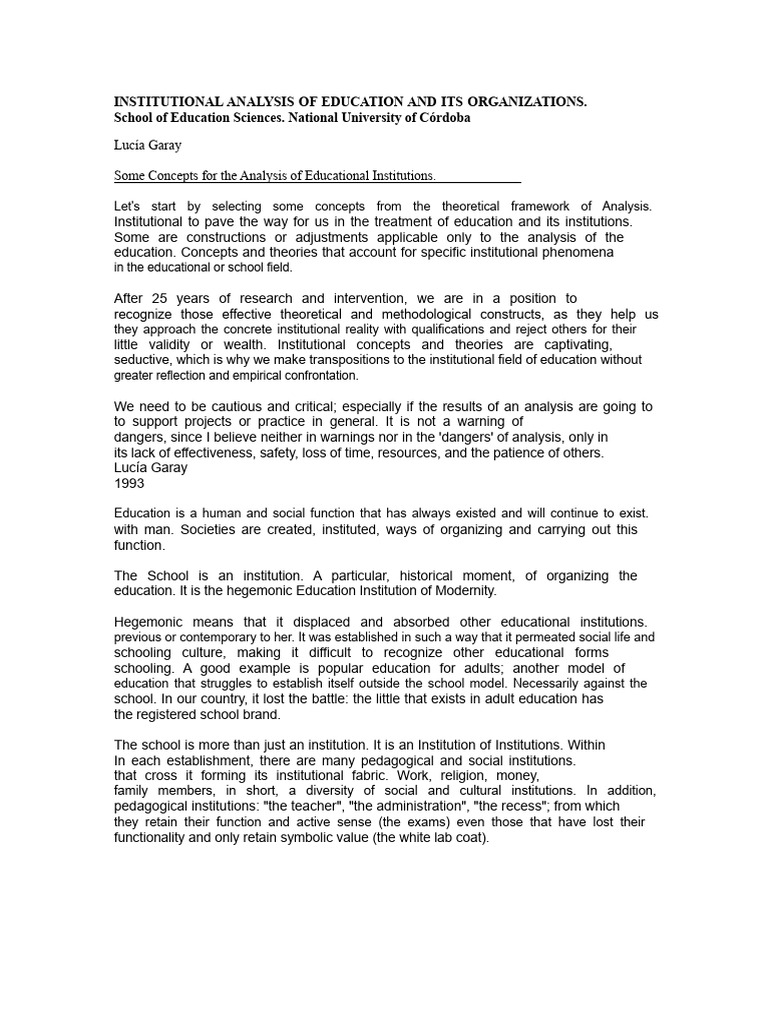 Institutional Analysis of Education | PDF | Institution | Rationality