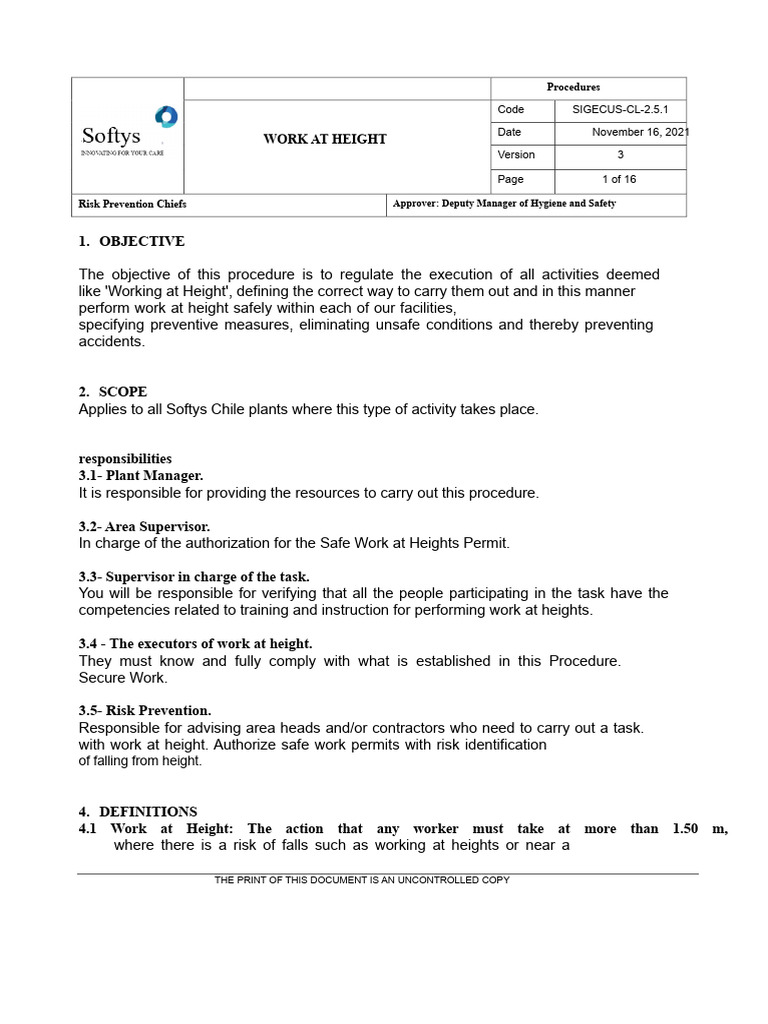 Safe Work Procedures for Heights | PDF | Scaffolding