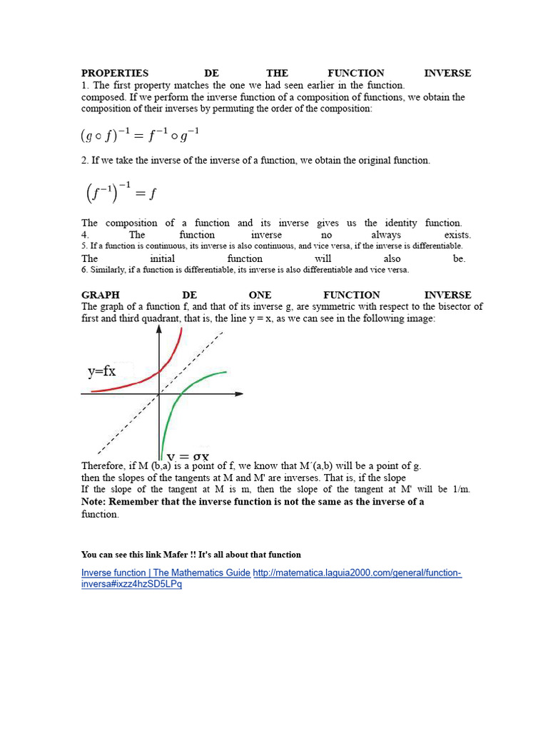 Properties of The Inverse Function | PDF