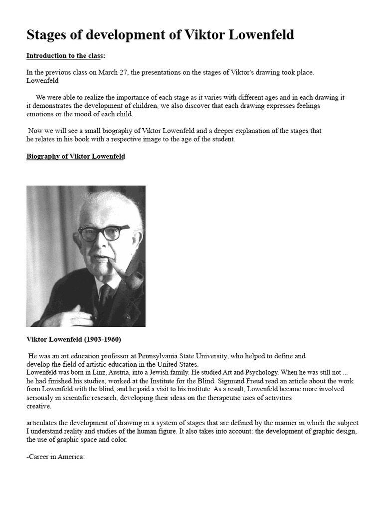 Stages of Development by Viktor Lowenfeld | PDF | Drawing | Mental Disorder