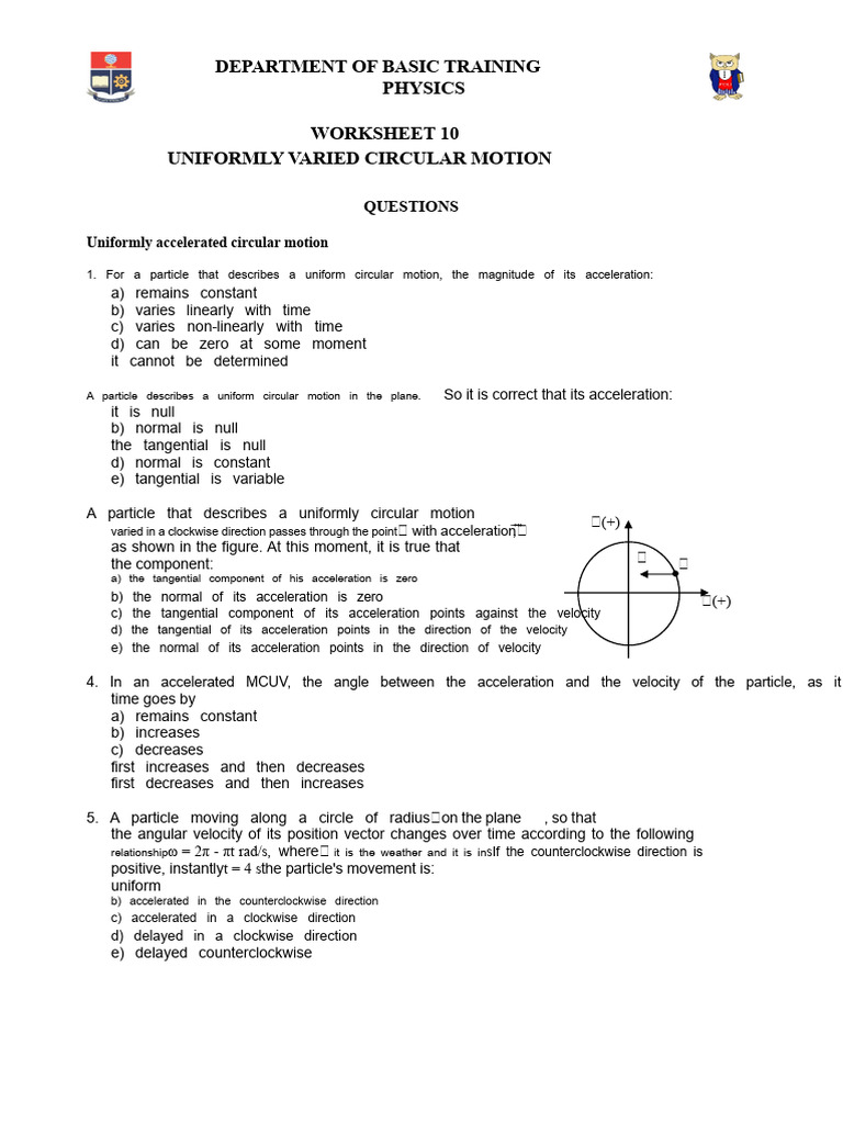 Uniformly Varied Circular Motion Worksheet | PDF | Acceleration | Velocity