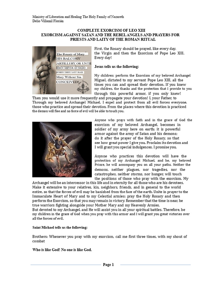 Exorcism of LEON XIII Complete - Saint Michael The Archangel | PDF ...