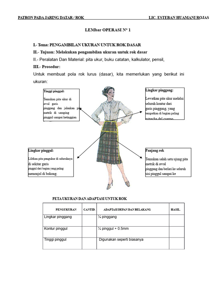 Panduan Pengukuran Rok Dasar | PDF