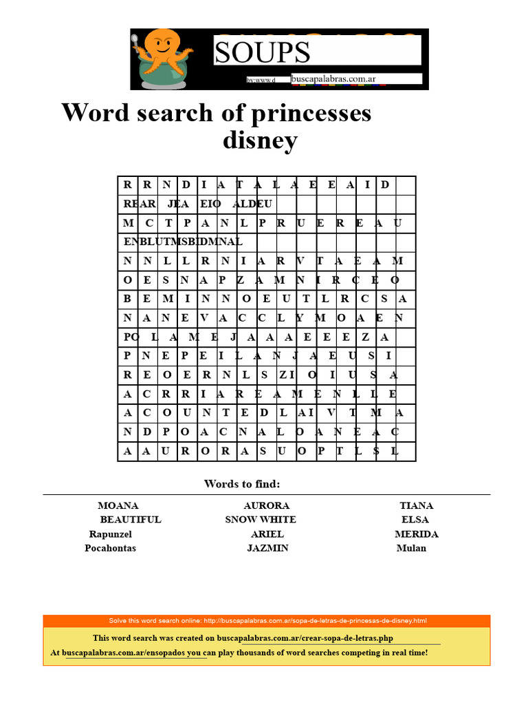 Disney Princess Word Search | PDF