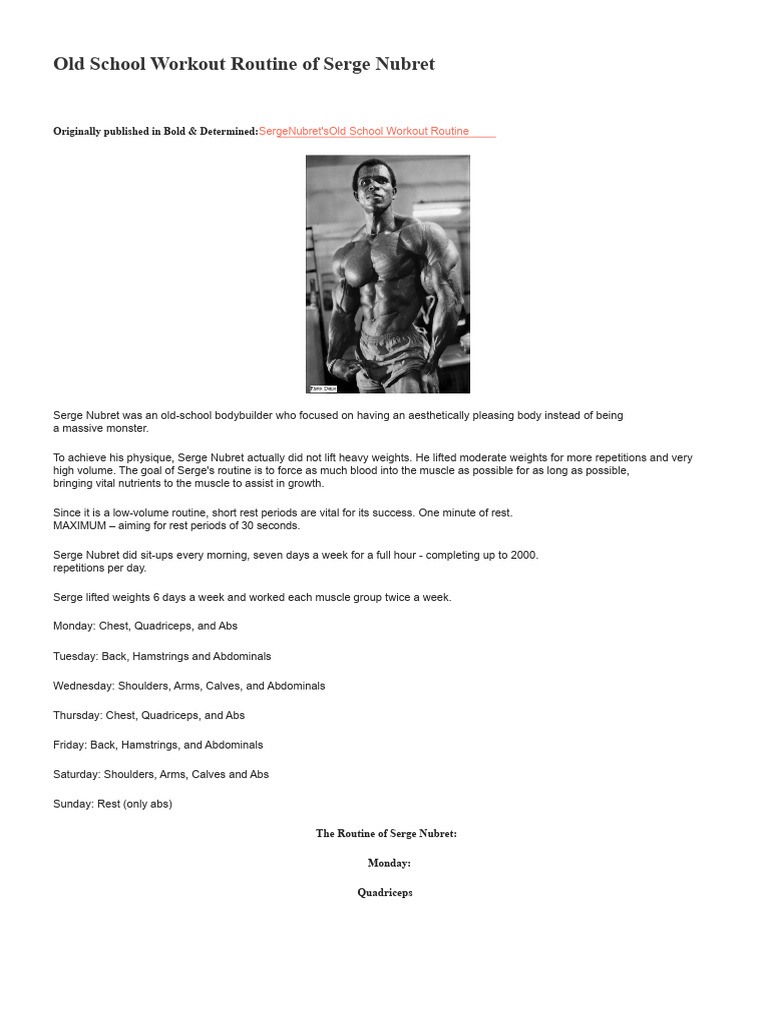 Serge Nubret's Workout Routine Guide | PDF | Strength Training ...