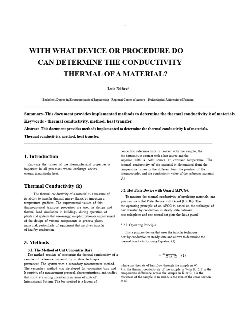 Methods to Measure Thermal Conductivity | PDF | Heat Transfer | Differential Scanning Calorimetry