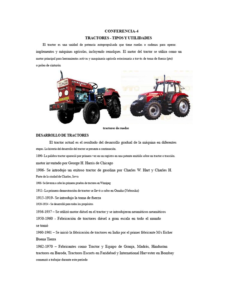 Tipos y Usos de Tractores Agrícolas | PDF | Tractor | Direccion