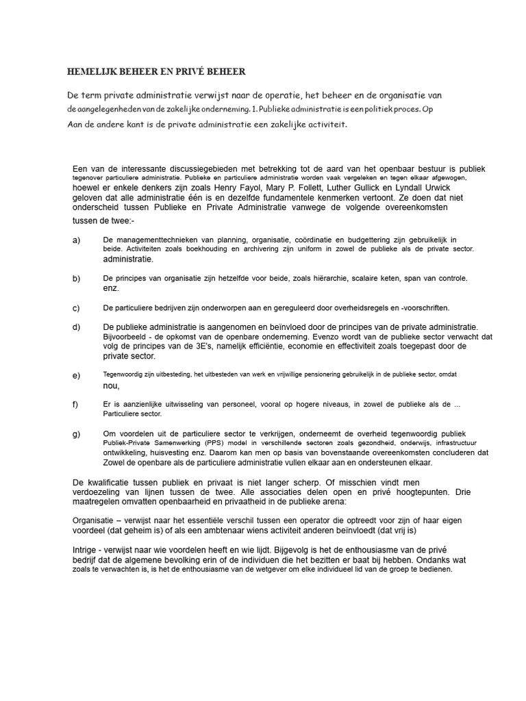 Openbare Administratie en Private Administratie | PDF