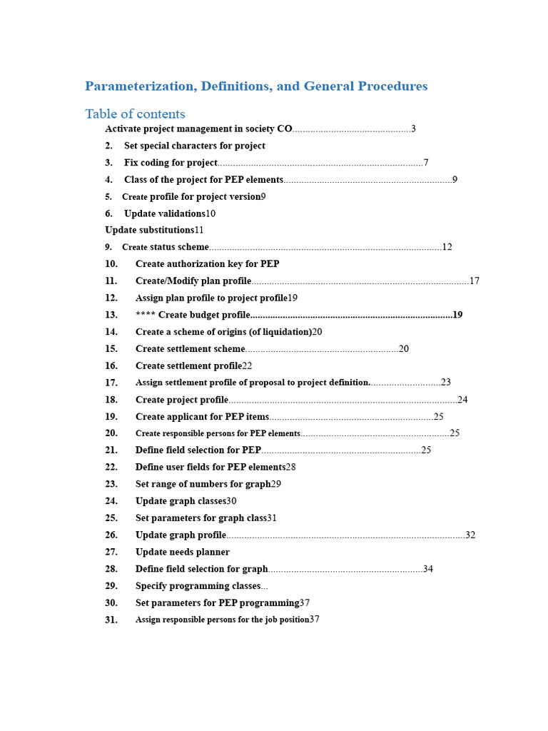 Definitions-Parameterization-SAP PS Processes | PDF | Parameter ...