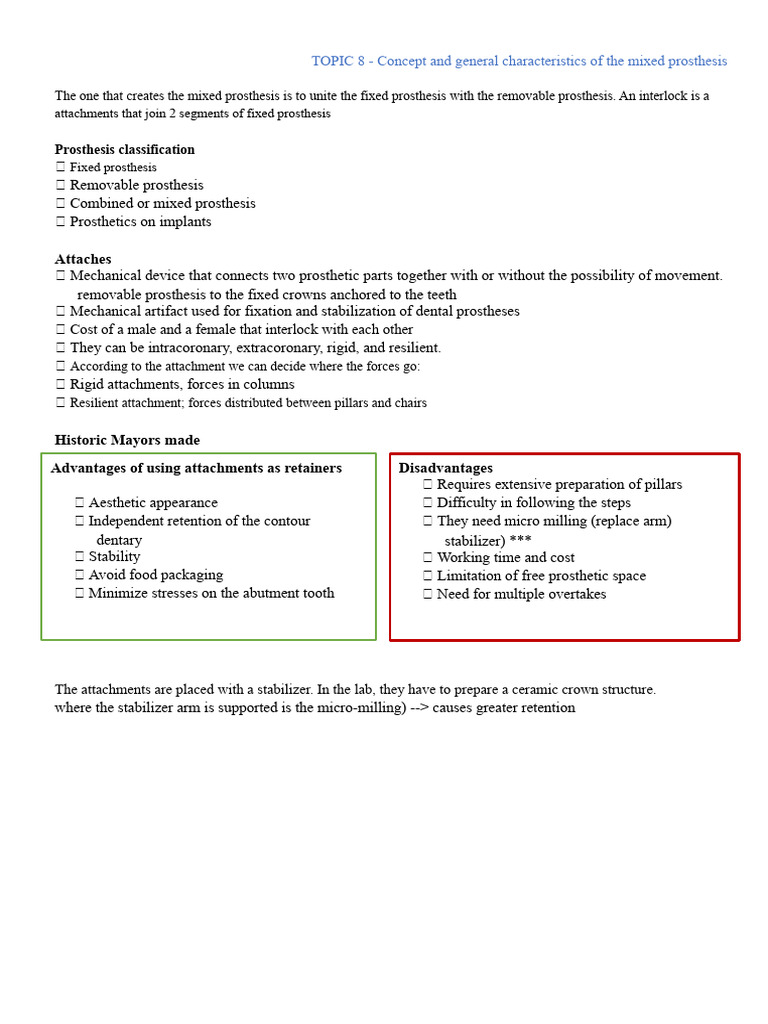 Concepts and General Characteristics of The Mixed Prosthesis | PDF ...