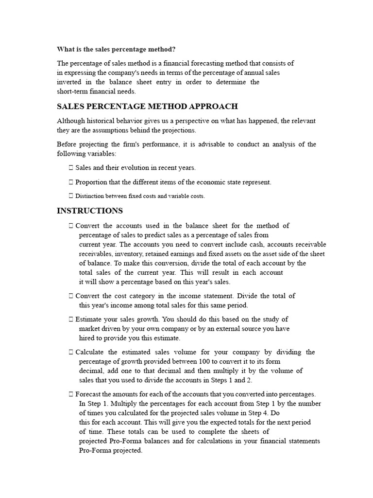 What Is The Sales Percentage Method? | PDF | Forecasting | Quantitative ...