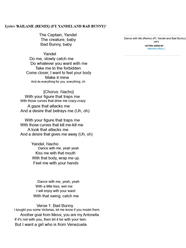 Lyrics - Dance For Me | PDF | Popular Music