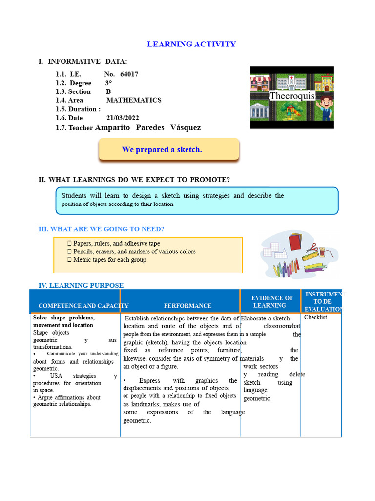 D1 A1 SESSION MAT. We Created A Sketch. | PDF | Classroom