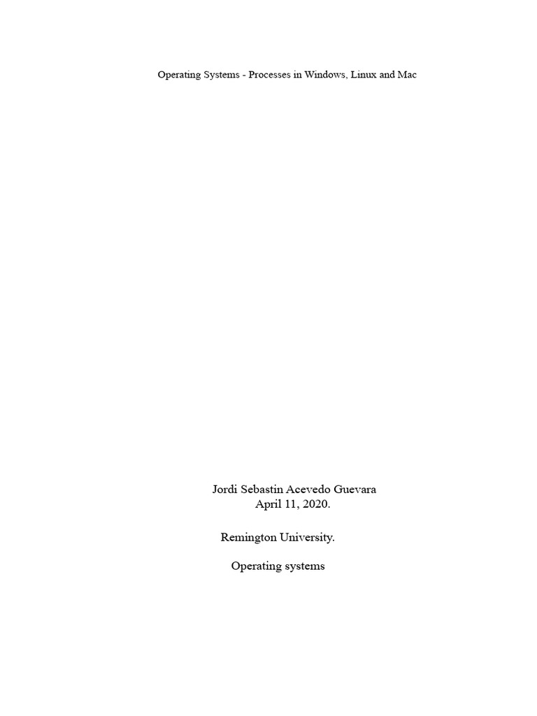 Operating Systems - Processes in Windows, Linux, and Mac - Jordi Acevedo | PDF | Process ...