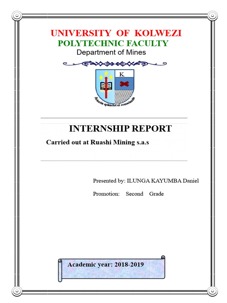 INTERNSHIP REPORT DANIEL-GRADE 2 Mines | PDF | Pump | Mining