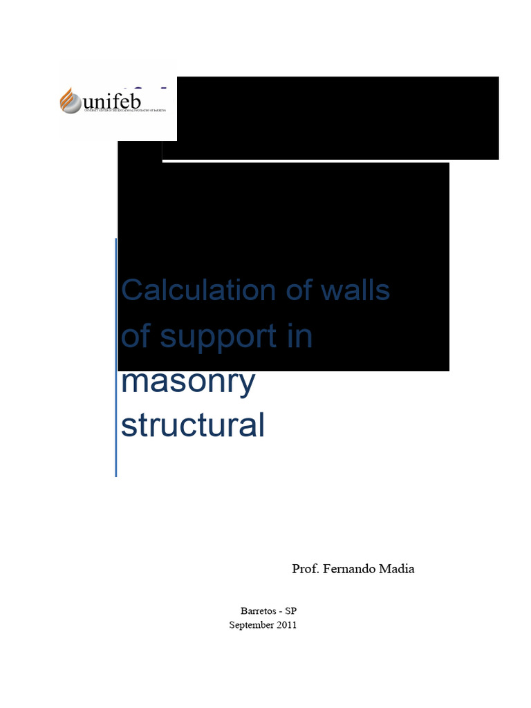 Calculation of Retaining Wall in Structural Masonry | PDF | Angle | Bending